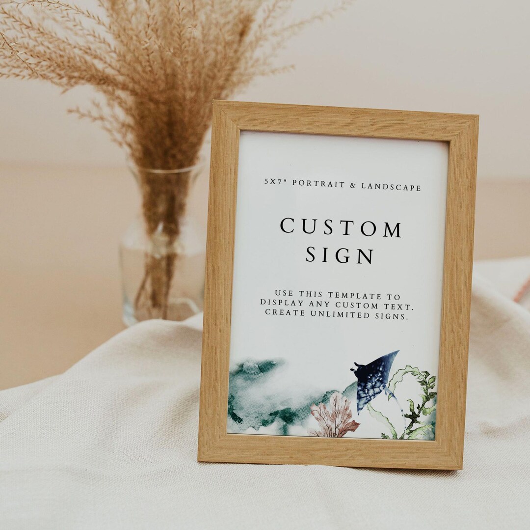 Tropical Wedding 5x7" Sign Template, Beach Wedding Sign Templates ...