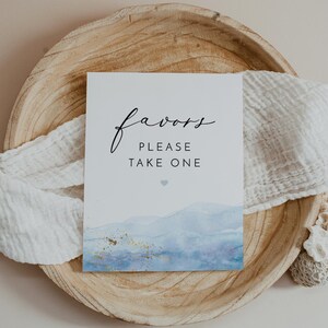 Favors Sign Printable, Please Take a Favor Sign, Sky Blue Watercolor ...