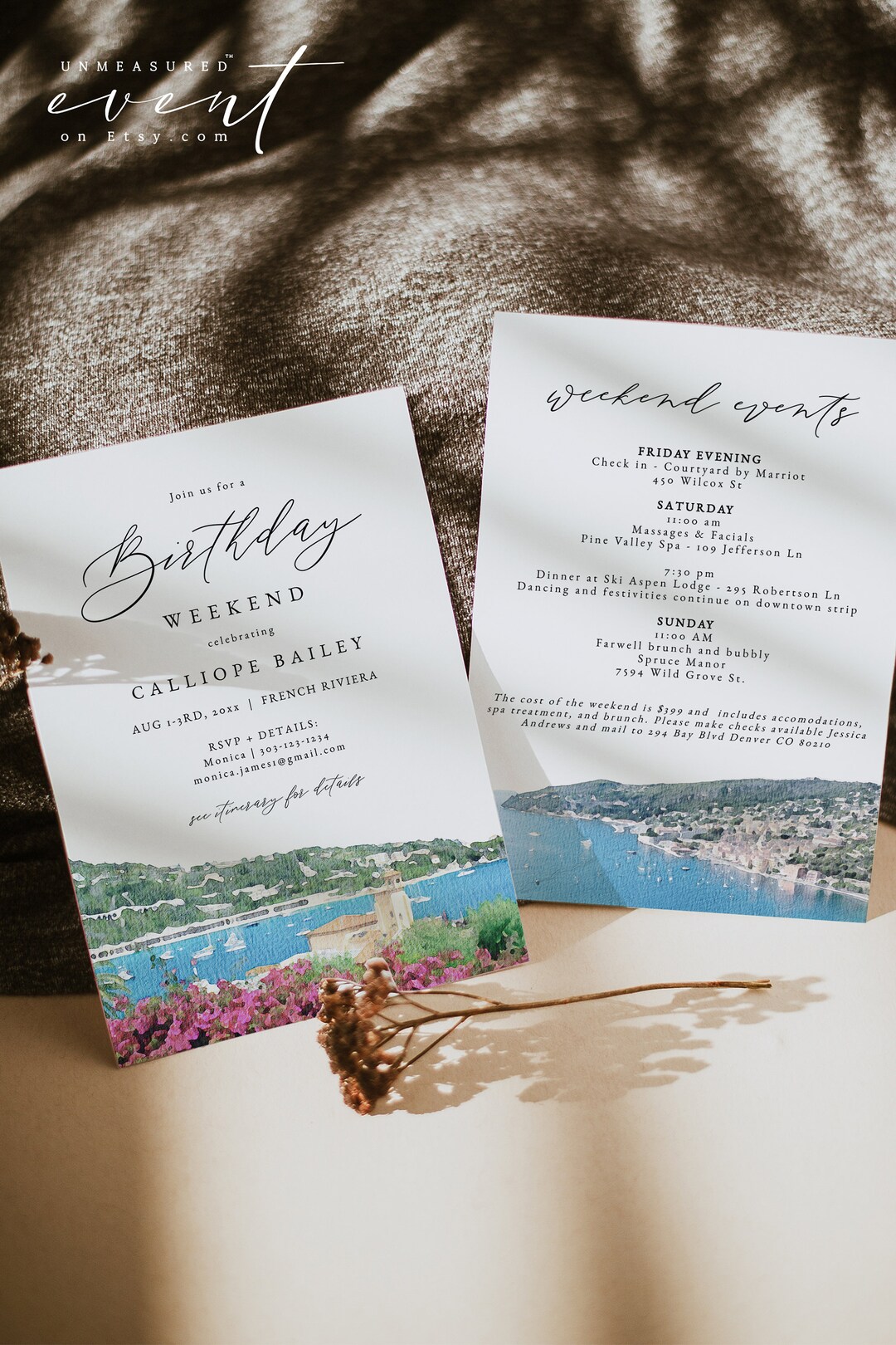 FRENCH RIVIERA Birthday Invitation & Itinerary Template, French Riviera ...