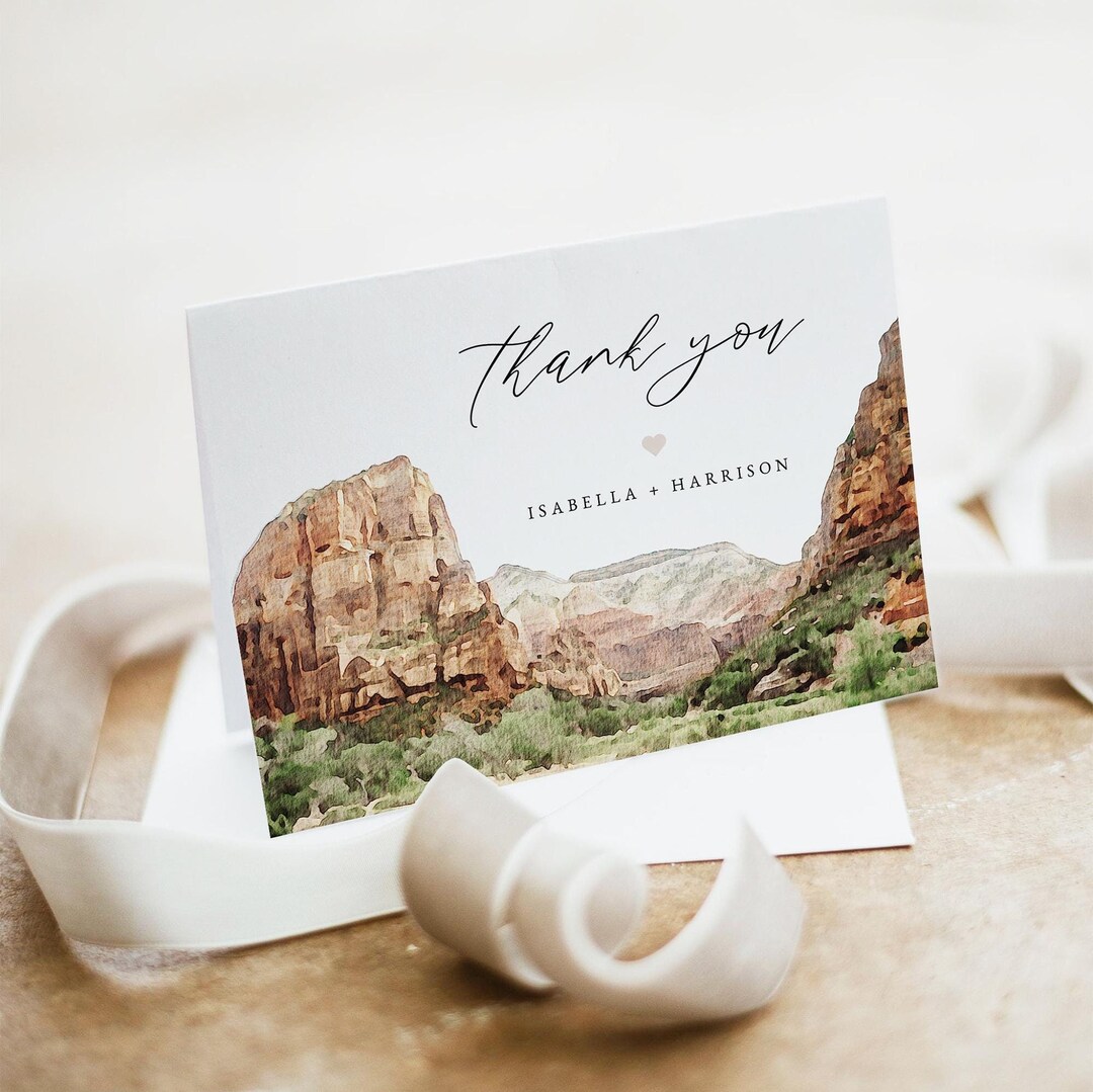 ZION NATIONAL PARK Thank You Card, Printable Thank You Card, Thank You ...