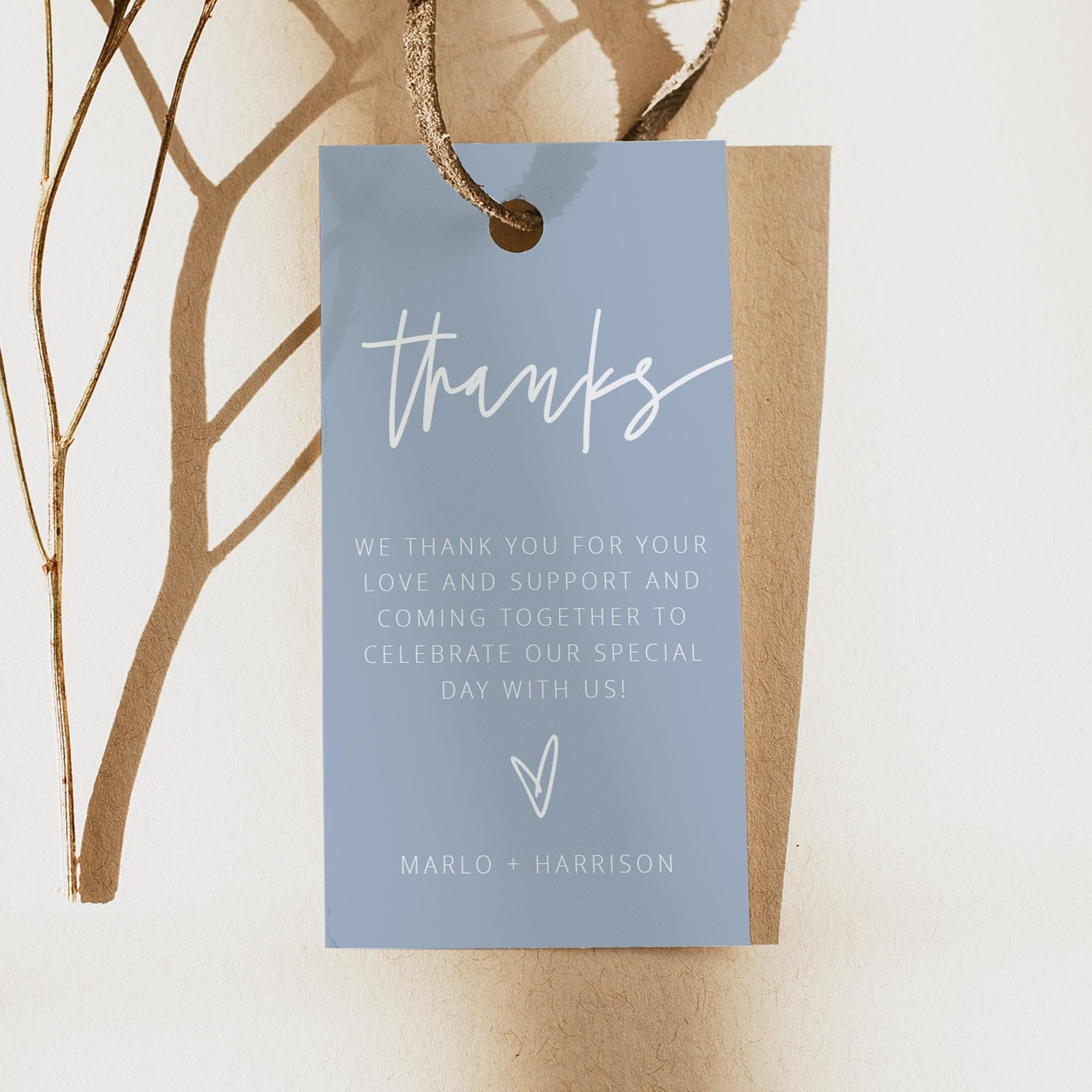 Dusty Blue Gift Tag Template, Light Blue Favor Tag Printable, Blue Baby ...