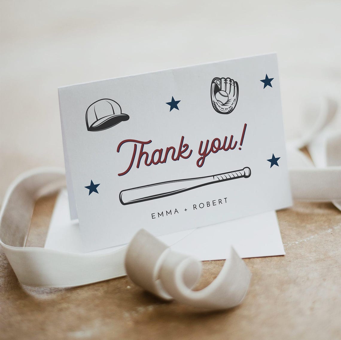 Baseball Thank You Card Template, Printable Thank You Cards, Baseball ...