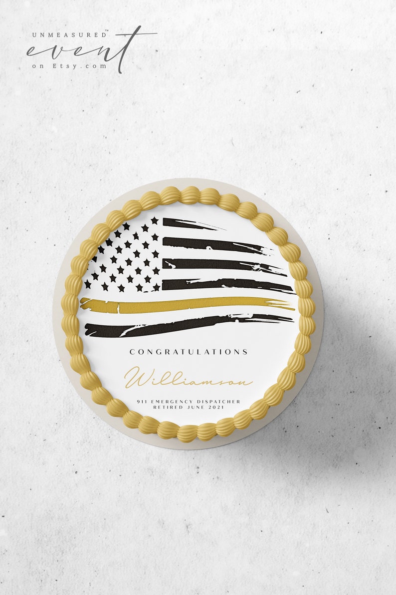 Thin Gold Line Cake Topper TEMPLATE Dispatcher Retirement | Etsy