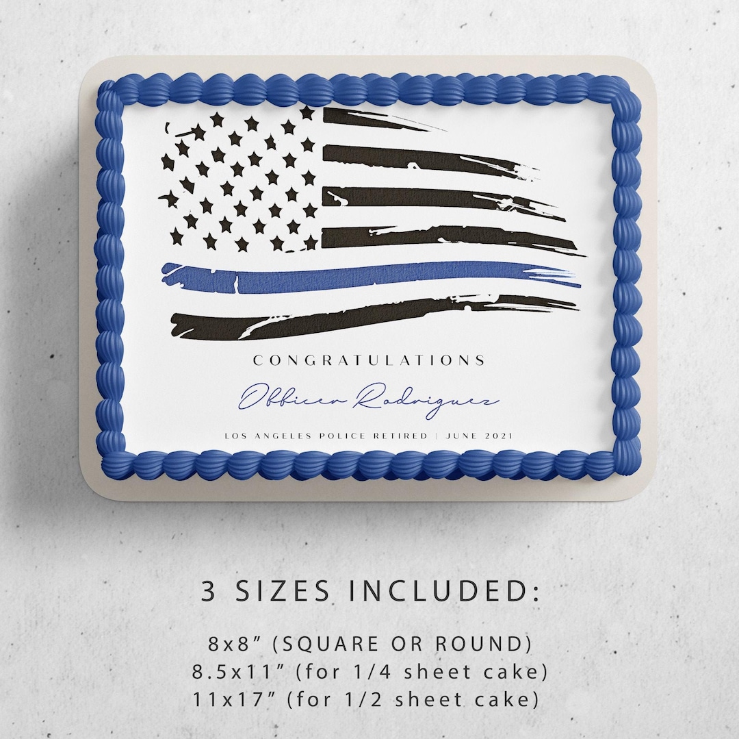 Police Cake Topper TEMPLATE, Printable Police Retirement Cake Topper ...