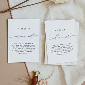 Minimalist Enclosure Card Template, Calligraphy Wedding Invitation ...