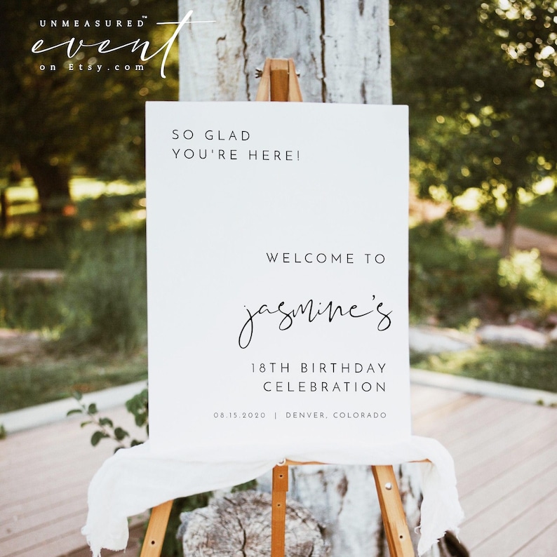 Minimalist Birthday Welcome Sign Printable, Birthday Welcome Template ...
