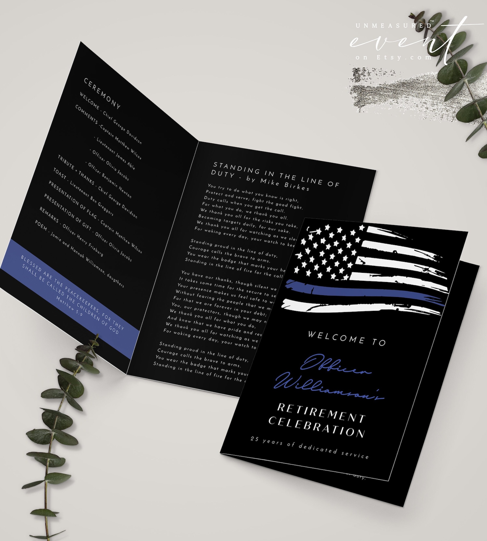 POLICE Retirement Program Template Folded Retirement Program - Etsy