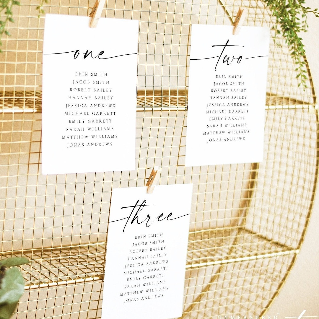 Wedding Seating Chart Card Template, Minimal Elegant Wedding Seating ...