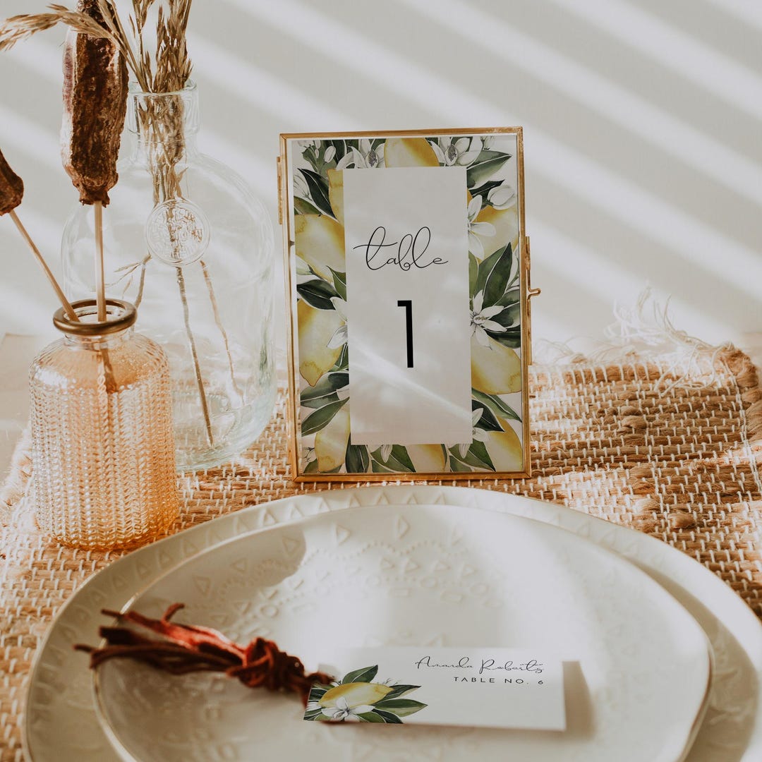 Lemon Table Number Template, Citrus Table Number Printable, Summer ...