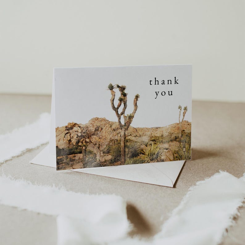 Joshua Tree Thank You Card Template, Bohemian Wedding Thank You Card ...
