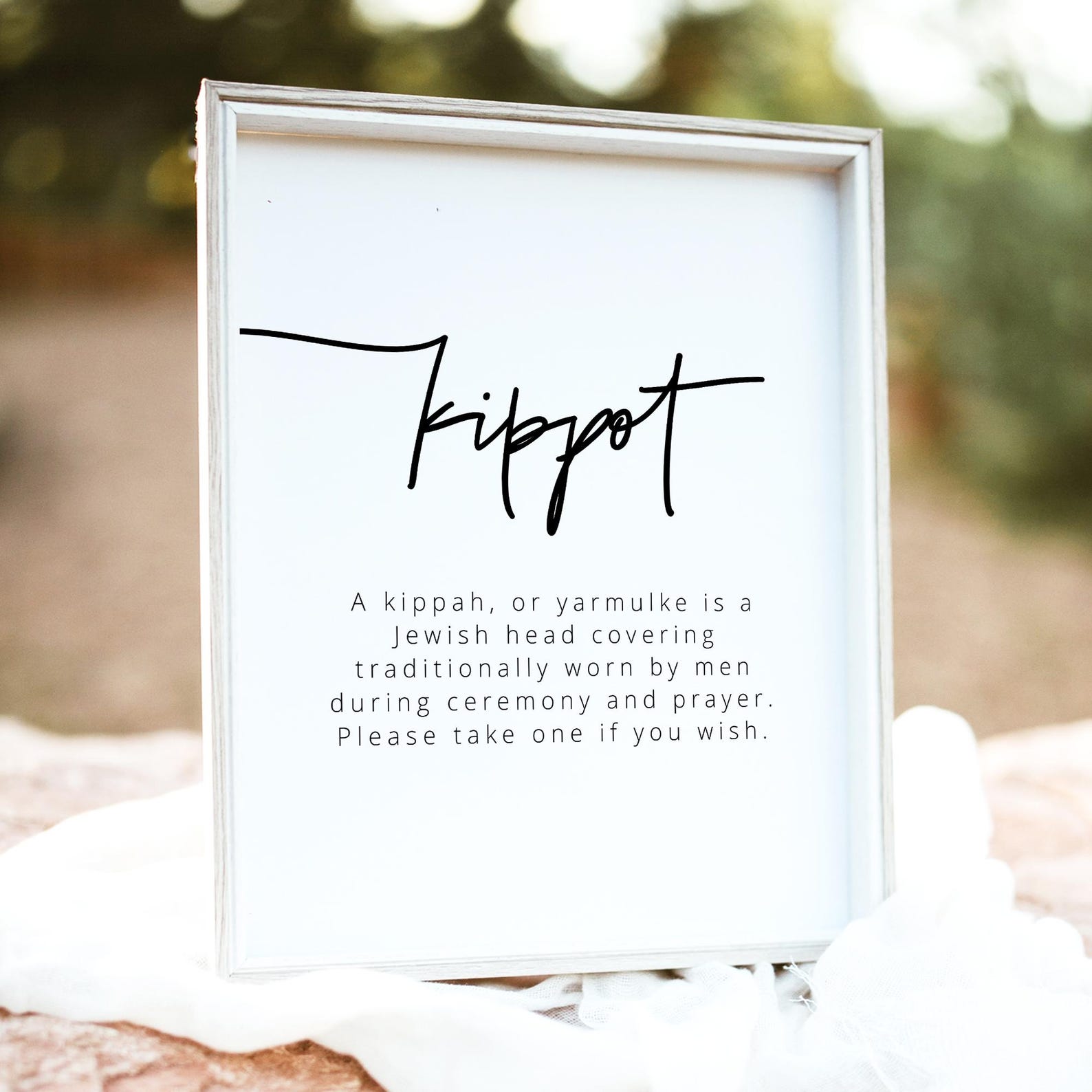 MARLO PRINTED + SHIPPED Kippot Sign, 8x10" Wedding Yarmulke Sign ...