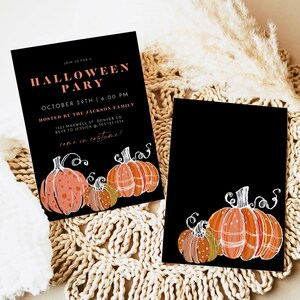 Pumpkin Halloween Party Invitation Template, Printable Halloween Invite ...