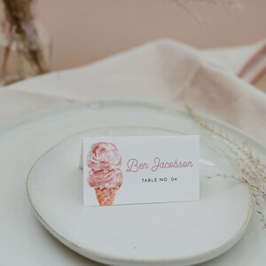 Place Card Template, Ice Cream Place Card, Bridal Shower Place Cards ...