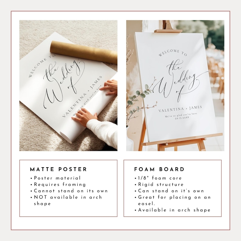 PRINTED + SHIPPED Wedding Welcome Sign, Calligraphy Wedding Welcome ...