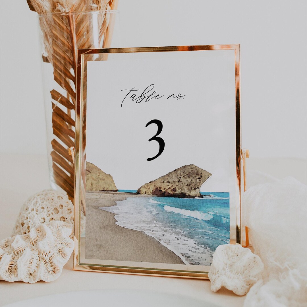 Table Number Template, Cabo Watercolor Table Number, Cabo Wedding Table ...