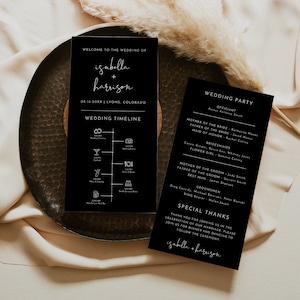 JOVI Wedding Icon Timeline & Program Template, Edgy Black Wedding Order ...
