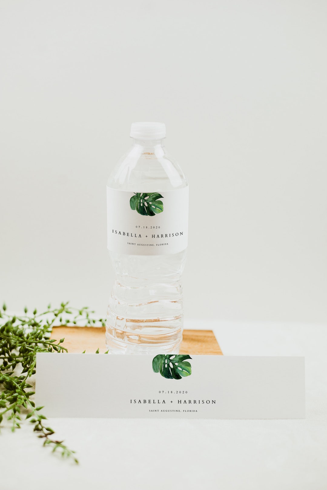 Tropical Water Bottle Label Template, Beach Wedding Water Bottle Label ...
