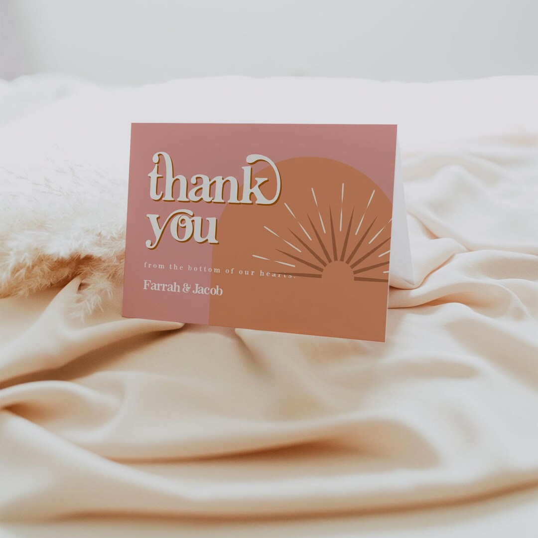 70's Themed Thank You Card Template, Hippie Thank You Card, Groovy ...