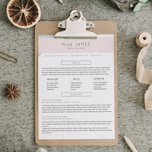 Mint and Blush Resume Template, Resume Template Instant Download ...