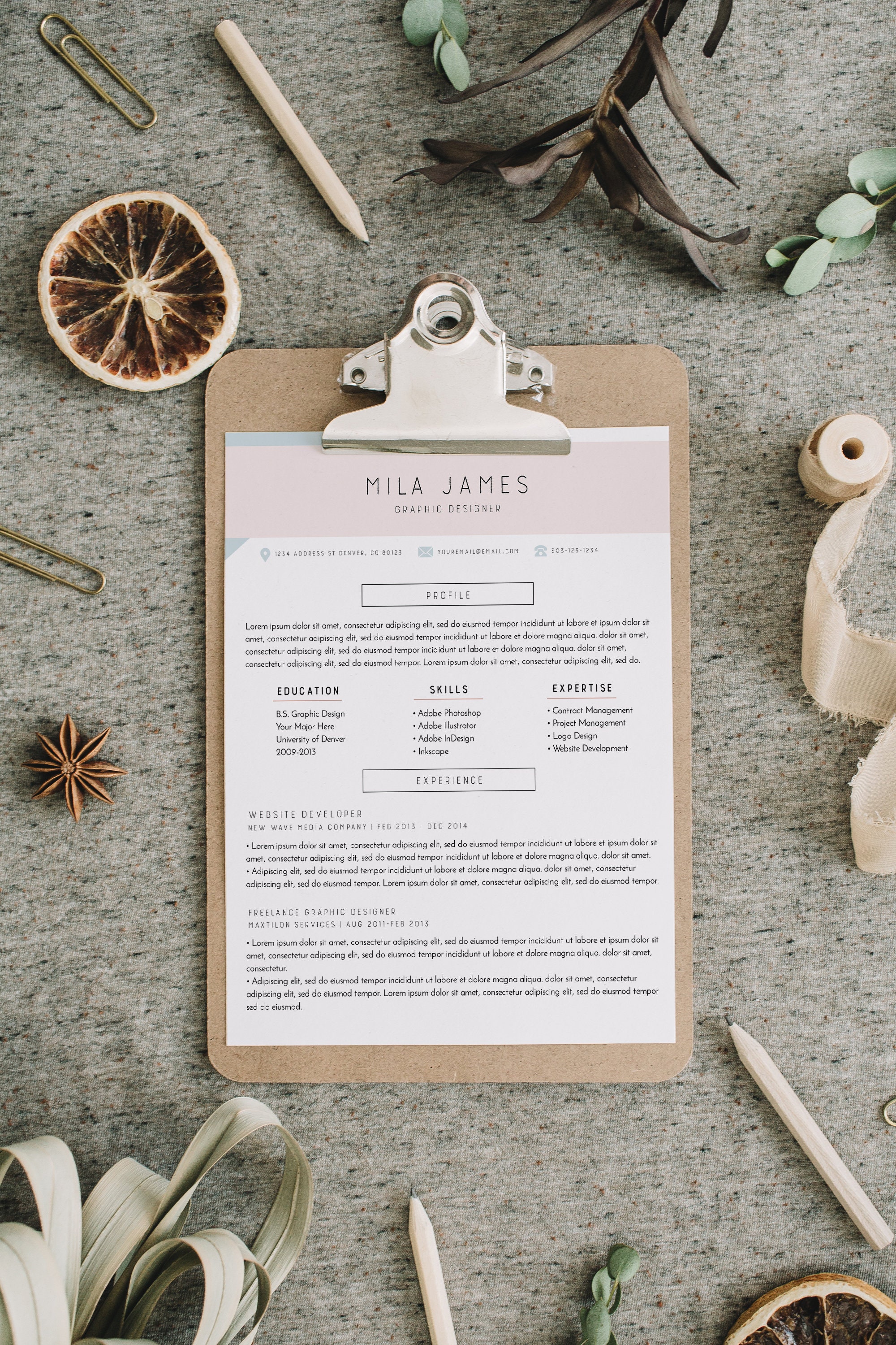 Mint and Blush Resume Template Resume Template Instant | Etsy
