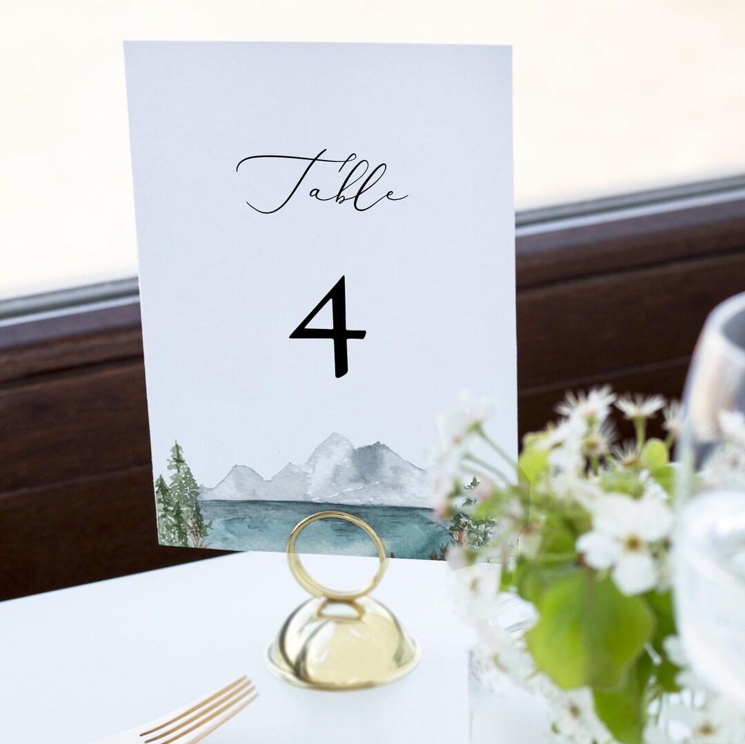 Mountain Wedding Table Number Template, Mountain Lake Wedding Table ...