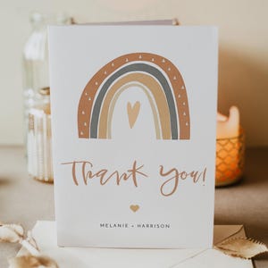 Boho Rainbow Thank You Card Template, Bohemian Rainbow Thank You ...
