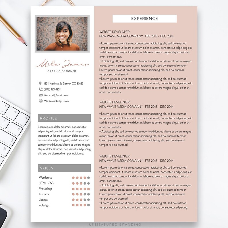 LAYLA Blush Resume Template, Sorority Resume Template, Professional ...