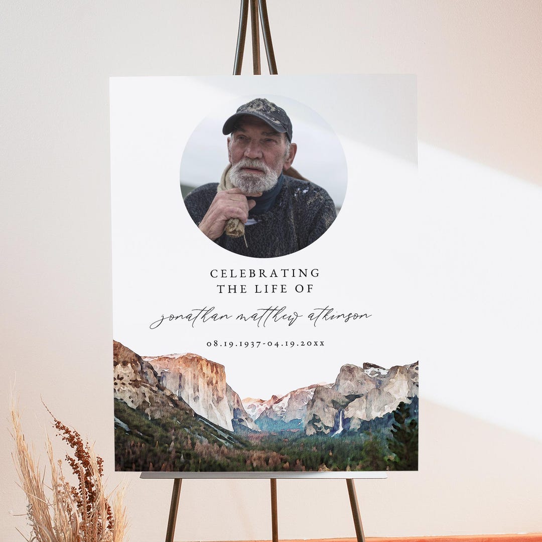 YOSEMITE Funeral Poster Template, Celebration of Life Sign, Memorial ...