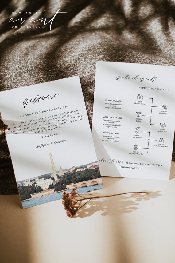 WASHINGTON DC Wedding Welcome Letter Template Washington DC | Etsy