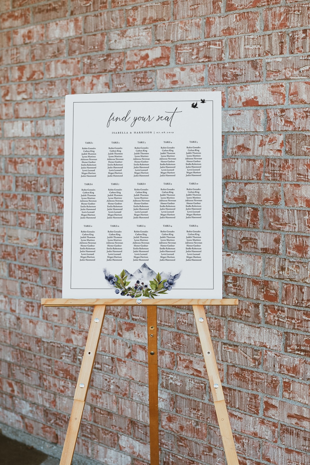 SIERRA Mountain Wedding Seating Chart Template, Mountain Seating Chart ...
