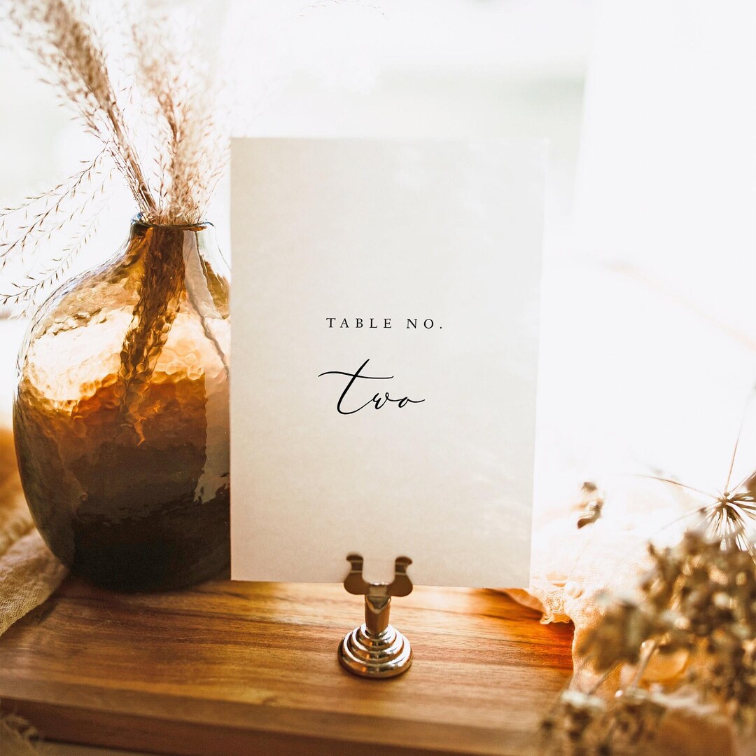 Minimalist Table Number Template, Elegant Wedding Table Number Cards ...