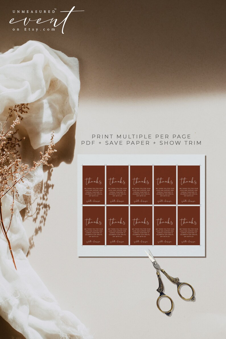 CORIANDER Rust Favor Tag Template Modern Minimalist Wedding | Etsy