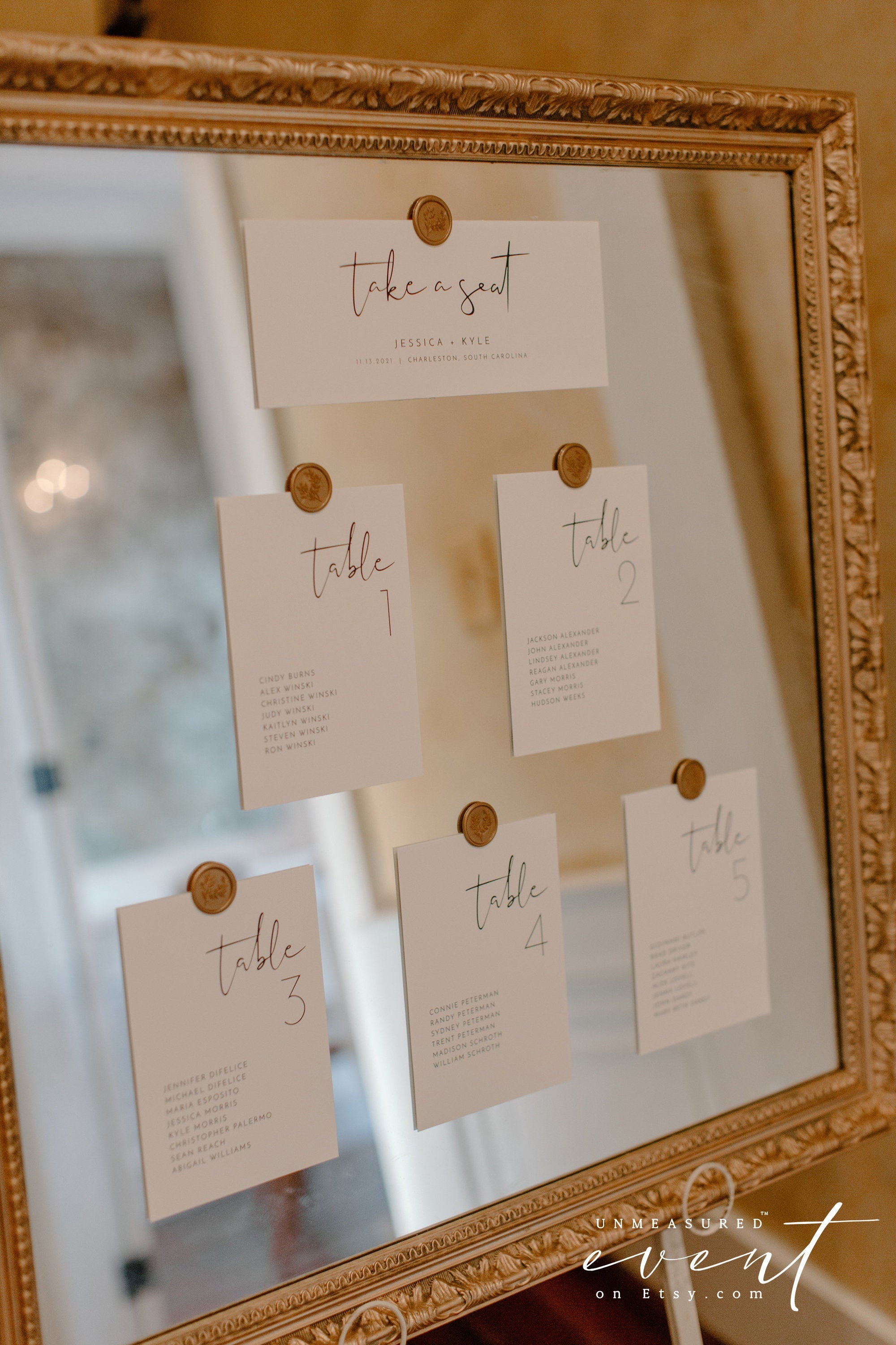 Signs Weddings Horizontal Landscape Minimalist Seating Chart Cards ...