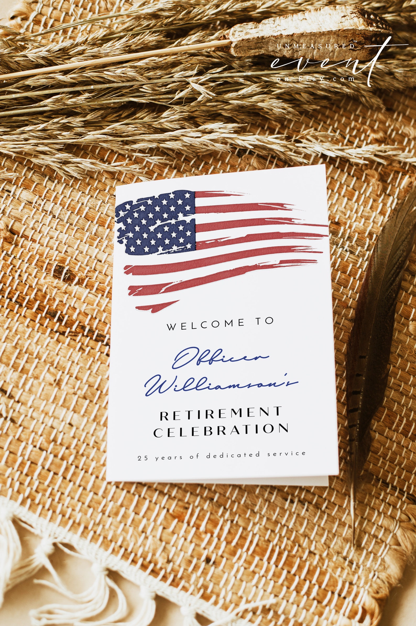 AMERICAN FLAG Retirement Program Template, Folded Retirement Program ...