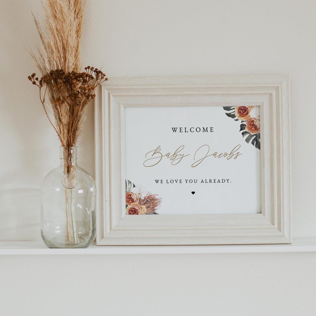 Baby Shower Welcome, Small Welcome Sign, Printable Welcome, Palm Baby ...