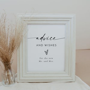 Advice and Wishes Sign Template Minimalist Newlywed Advice - Etsy