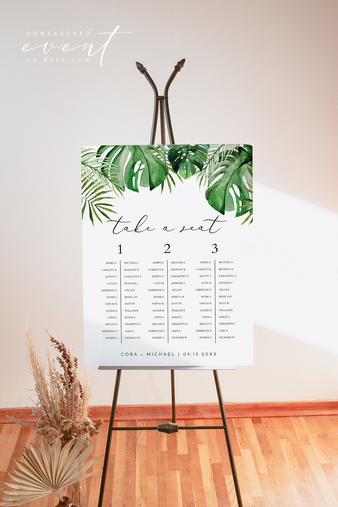 Tropical Banquet Seating Chart Template, Wedding Seating Chart ...