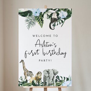 AMARA Boy Safari Baby Shower Welcome Sign Template, Jungle Baby Shower ...
