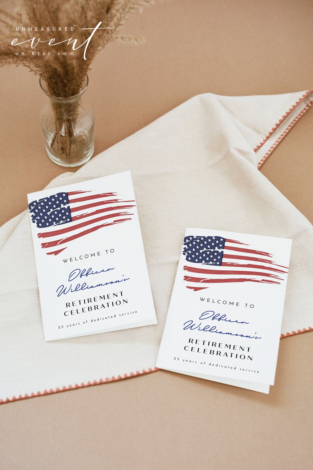 AMERICAN FLAG Retirement Program Template, Folded Retirement Program ...