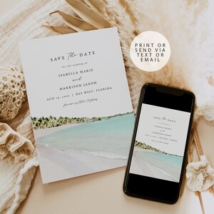 KEY WEST Save the Date Postcard Template, Printable Florida Beach ...