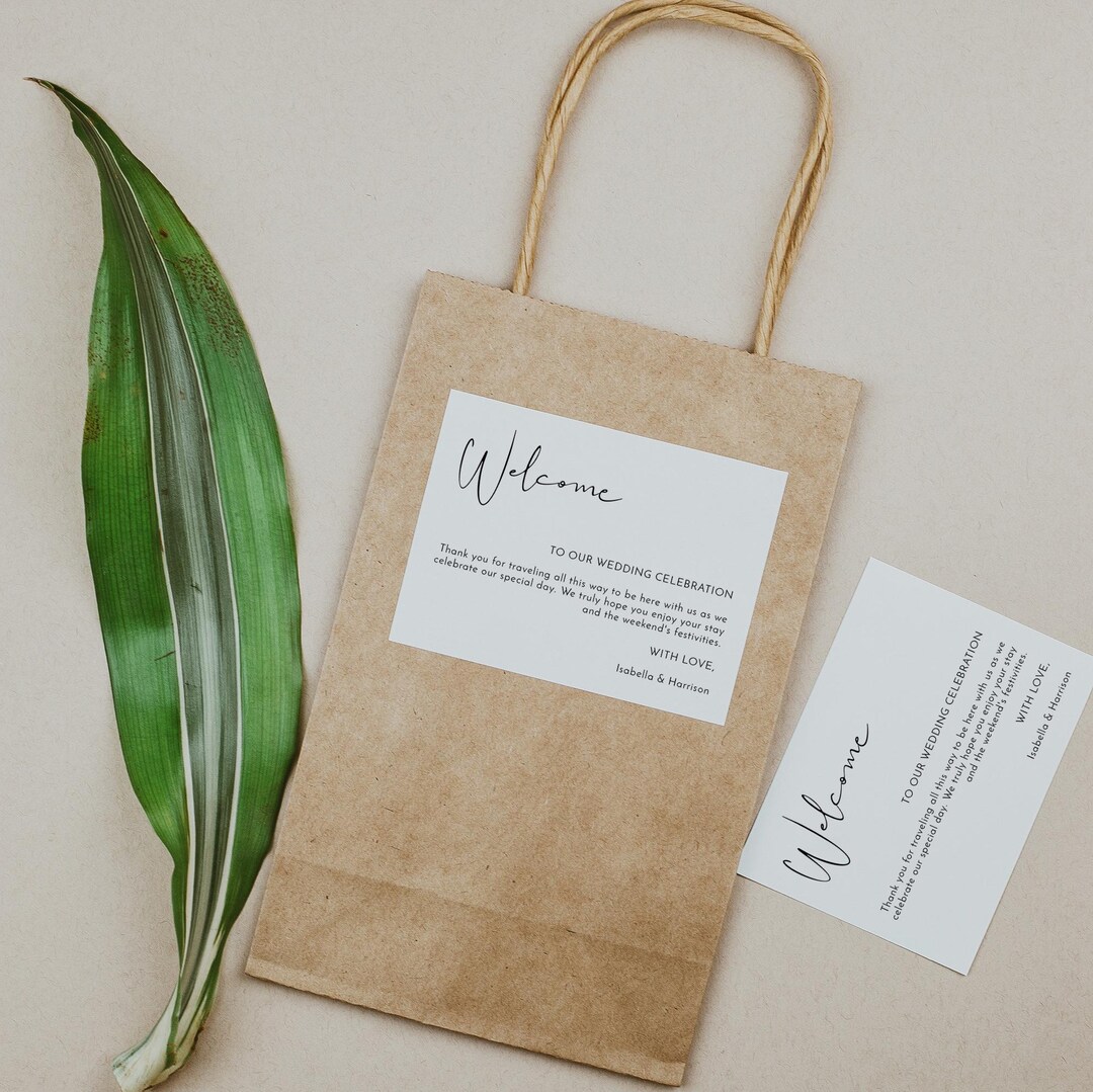 Minimalist Welcome Bag Label Template, Modern Welcome Bag Stickers ...