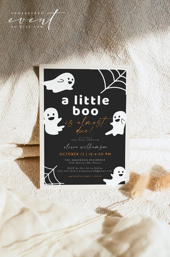 CASPER Ghost Baby Shower Invitation Template Modern Halloween | Etsy