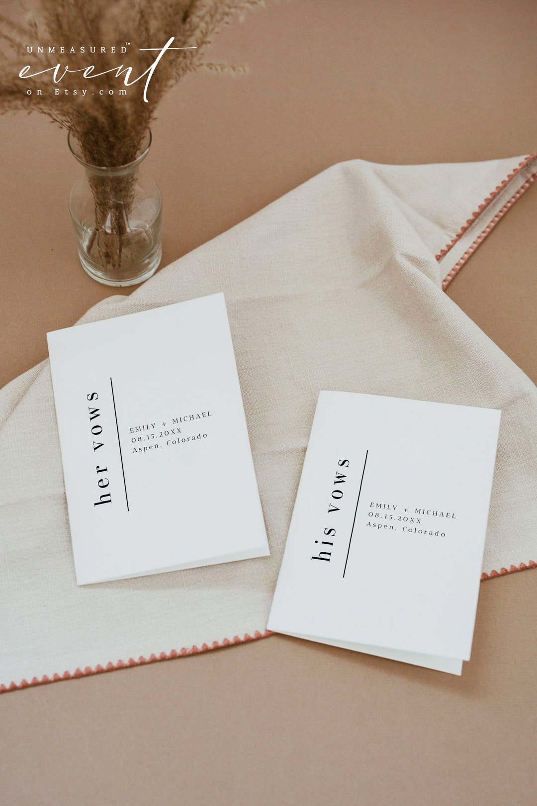 JANA Modern Wedding Vow Book Template, Minimalist Wedding Vows ...