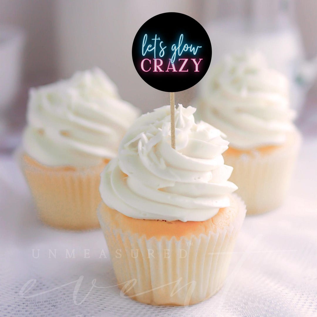 Glow Party Cupcake Topper Template, Printable Cupcake Flags, Neon ...