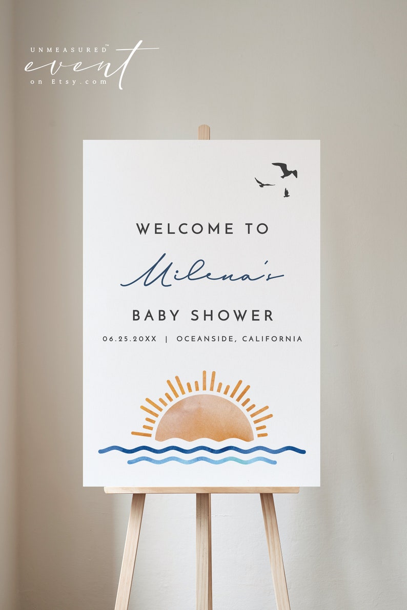 OCEANSIDE Surf Baby Shower Welcome Sign Template Tropical - Etsy