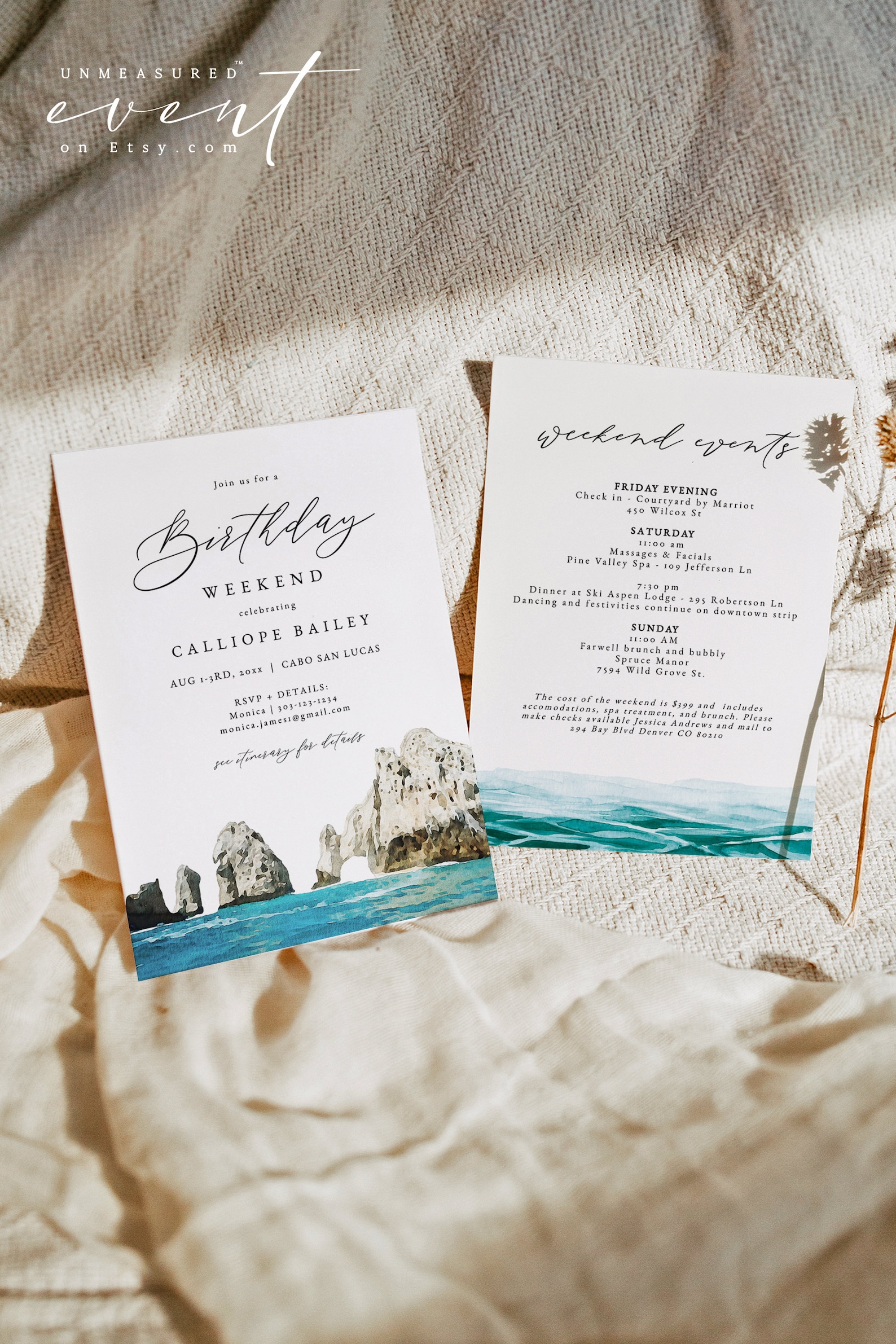 Cabo Birthday Invitation & Itinerary Template Mexico Birthday - Etsy