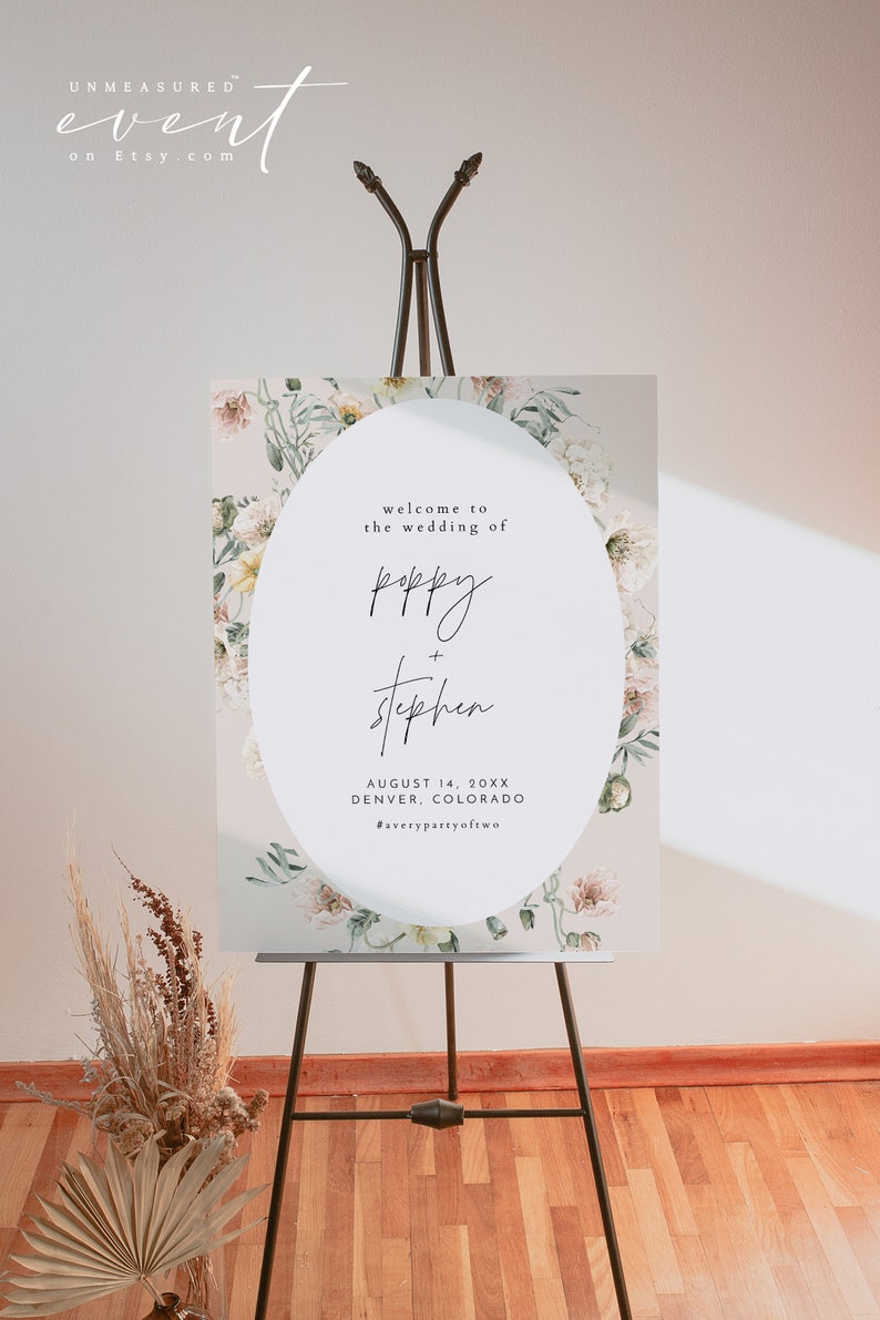 POPPY Wildflower Wedding Welcome Sign Template Floral Wedding - Etsy