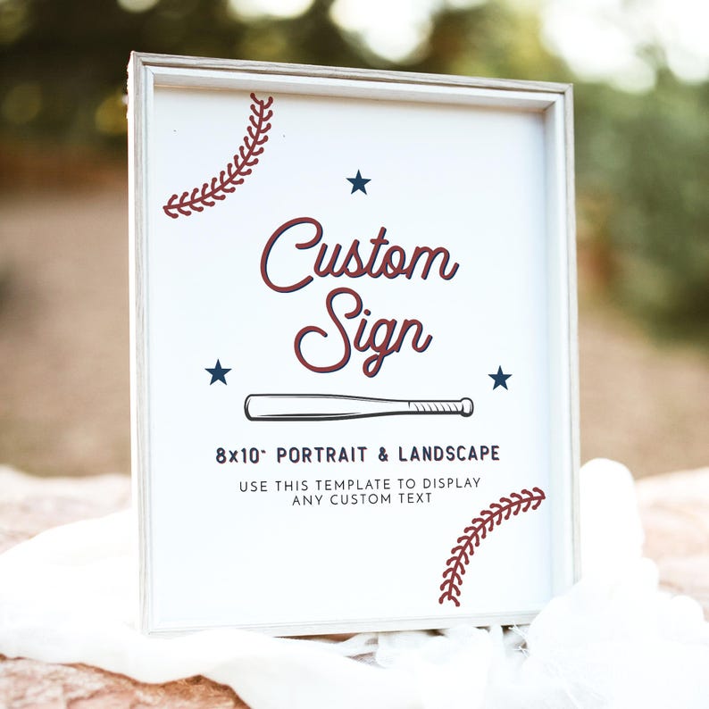 BARRY Baseball Custom Sign Template, Baseball Baby Shower Sign ...
