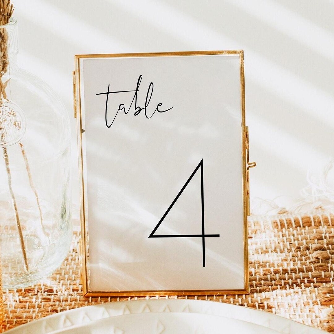 Minimalist Wedding Table Number Template, Simple Table Numbers, Modern ...