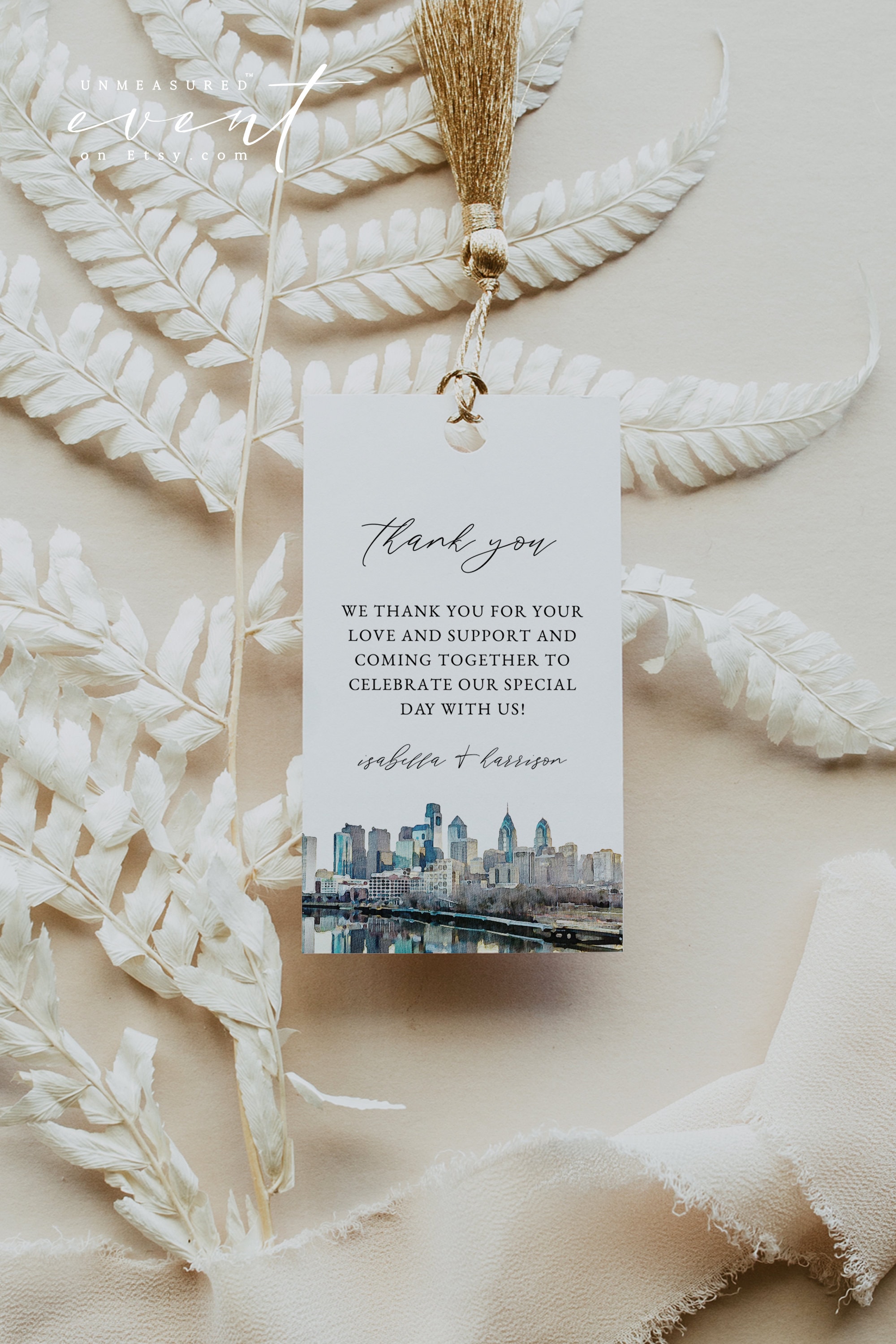 PHILADELPHIA Favor Tag Template Philly Skyline Gift Tag | Etsy